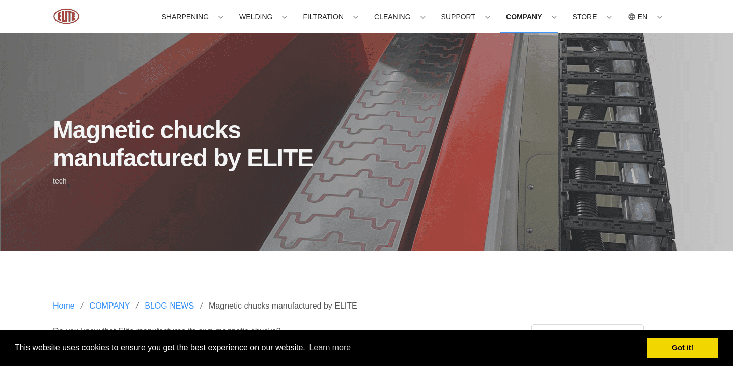 Magnetic chucks manufactured by ELITE | ELITE